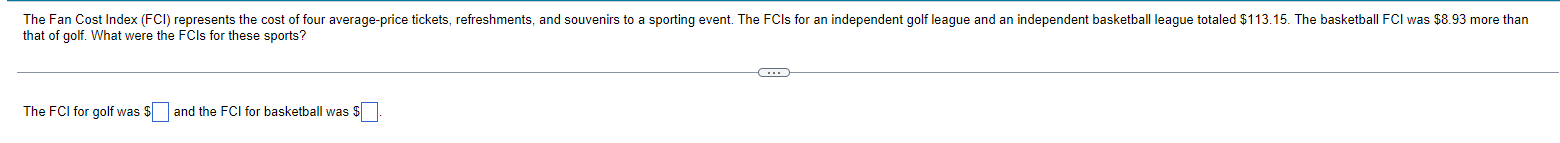 Solved The Fan Cost Index (FCI) represents the cost of four | Chegg.com