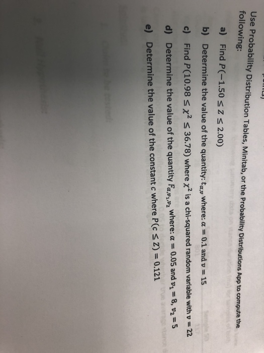 Solved HILS) Use Probability Distribution Tables, Minitab, | Chegg.com