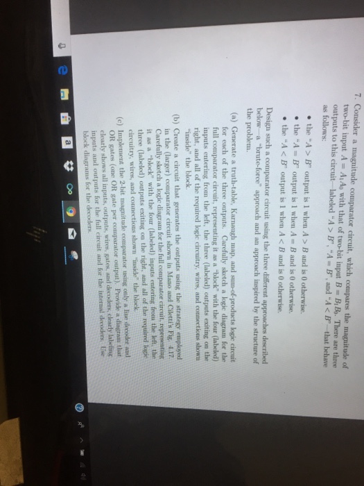 Solved 7. Consider a magnitude comparator circuit, which | Chegg.com