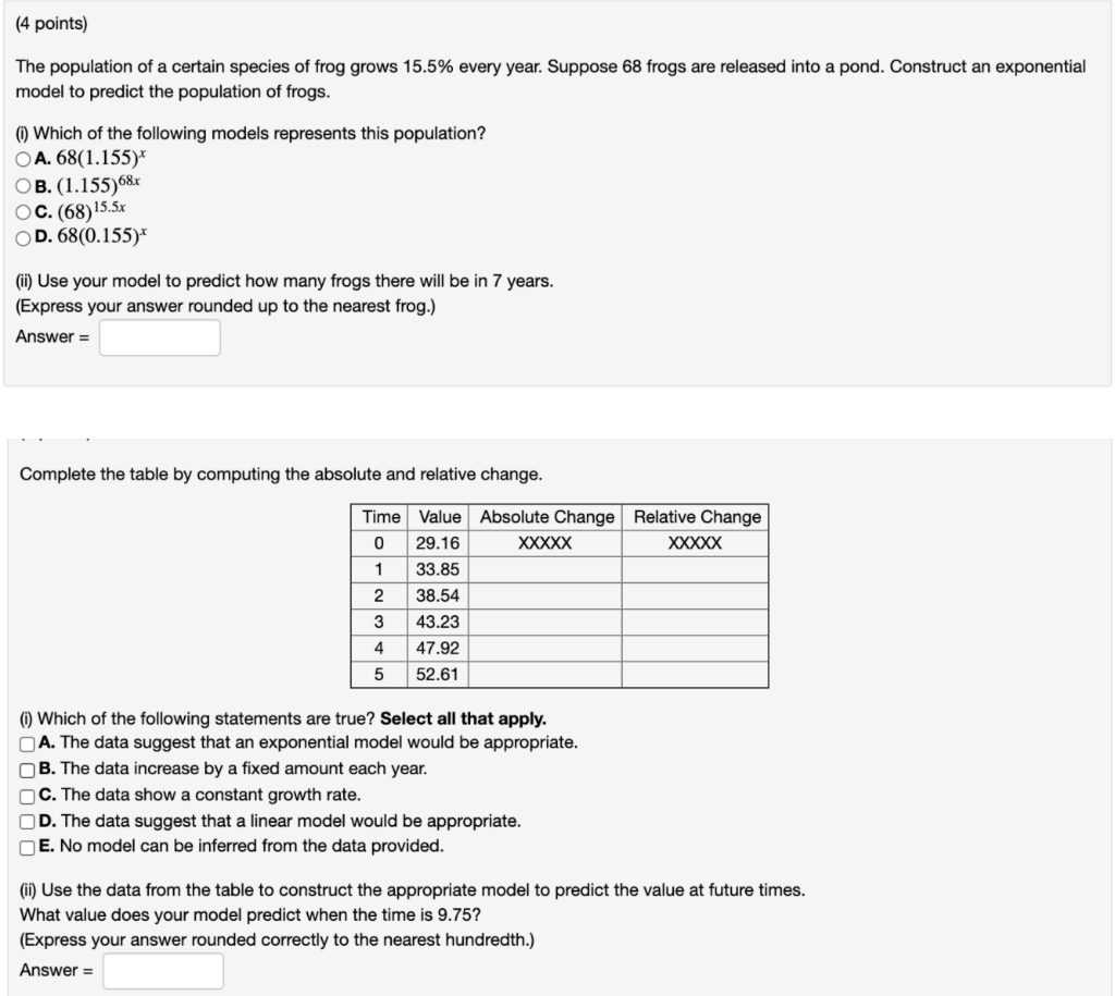 Solved (4 points) The population of a certain species of | Chegg.com