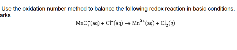 Solved Use the oxidation number method to balance the | Chegg.com