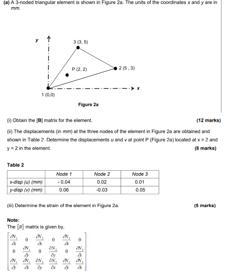 Solved (a) A 3-noded triangular element is shown in Figure | Chegg.com