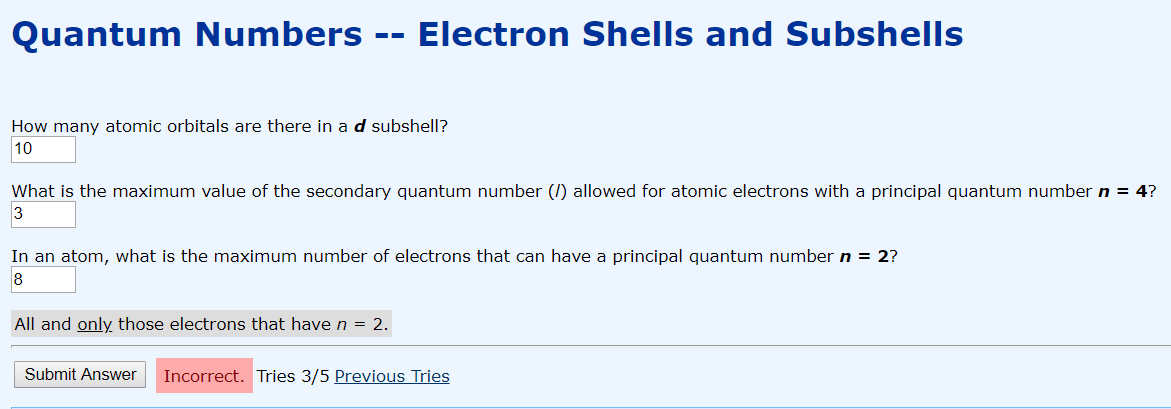 Solved Quantum Numbers -- Electron Shells and Subshells How | Chegg.com