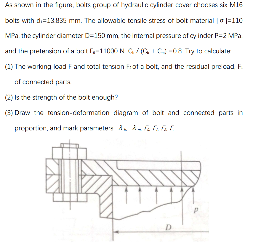 Solved As shown in the figure, bolts group of hydraulic | Chegg.com