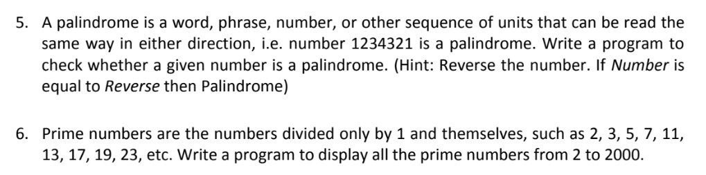 Solved 5. A palindrome is a word, phrase, number, or other | Chegg.com