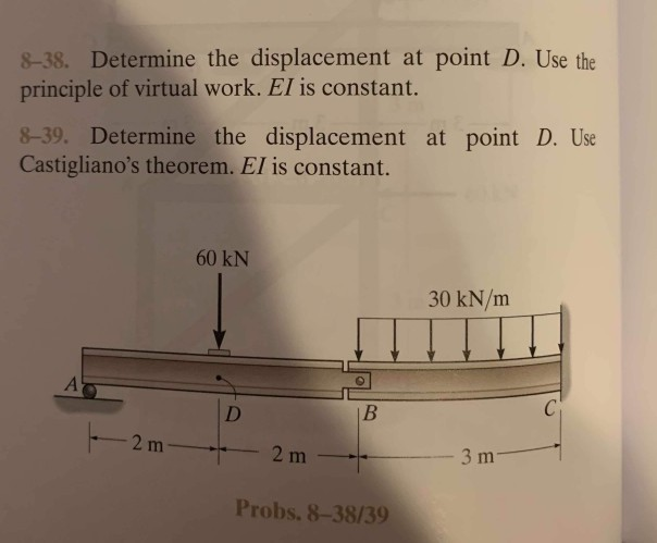 Solved 8–38. Determine the displacement at point D. Use the | Chegg.com