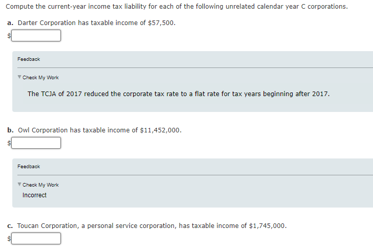 Solved Compute the current-year income tax liability for | Chegg.com