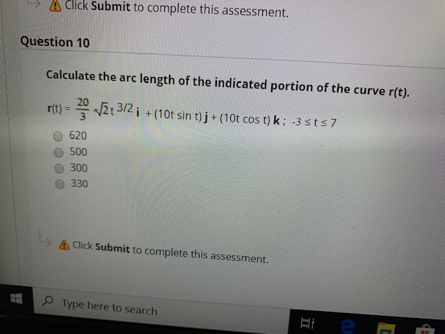 Solved -> Click Submit to complete this assessment. Question | Chegg.com