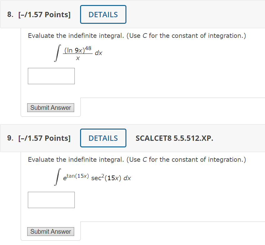 Solved Please help with integrals! | Chegg.com