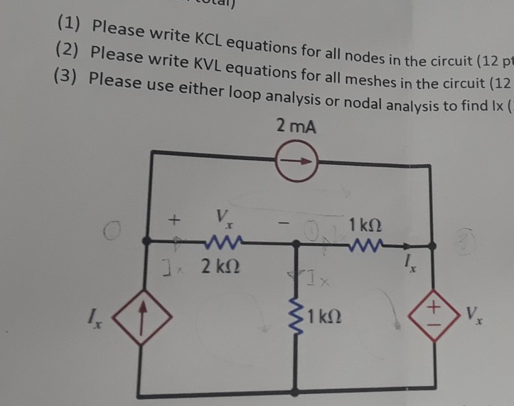 Solved (1) Please write KCL equations for all nodes in the | Chegg.com