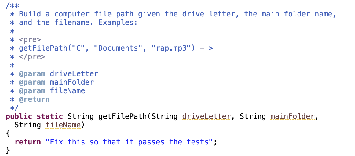 Solved /** * Build a computer file path given the drive | Chegg.com