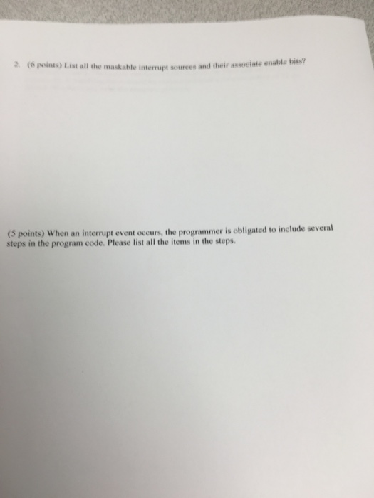 Solved List all the maskable interrupt sources and their | Chegg.com