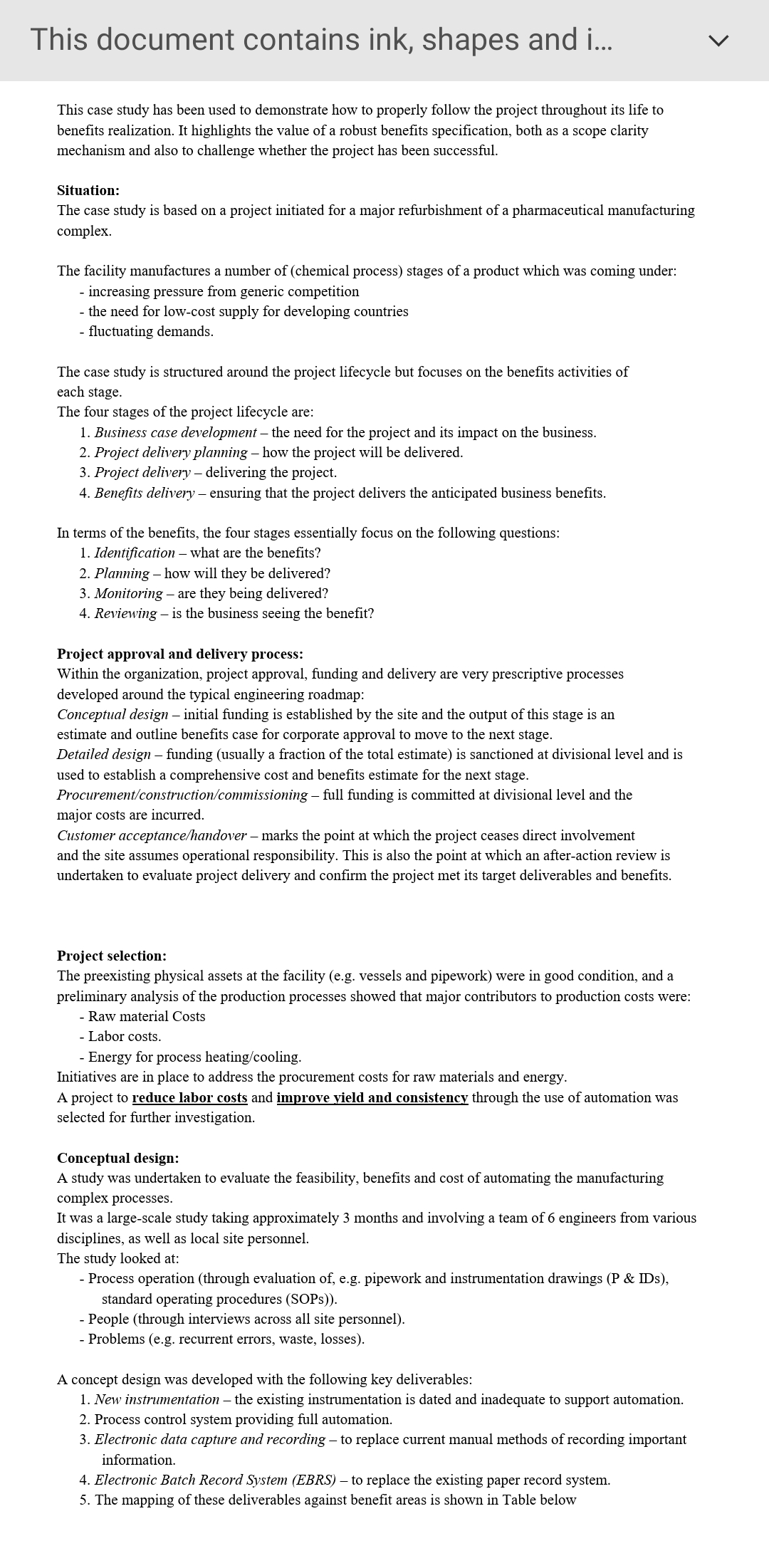 Solved This document contains ink, shapes and i... This case | Chegg.com