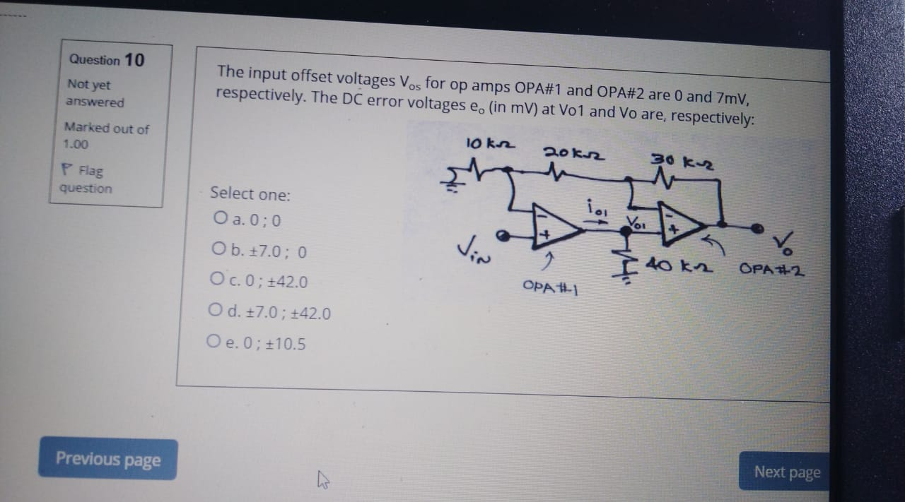 Solved Question 10 Not yet The input offset voltages Vos for | Chegg.com