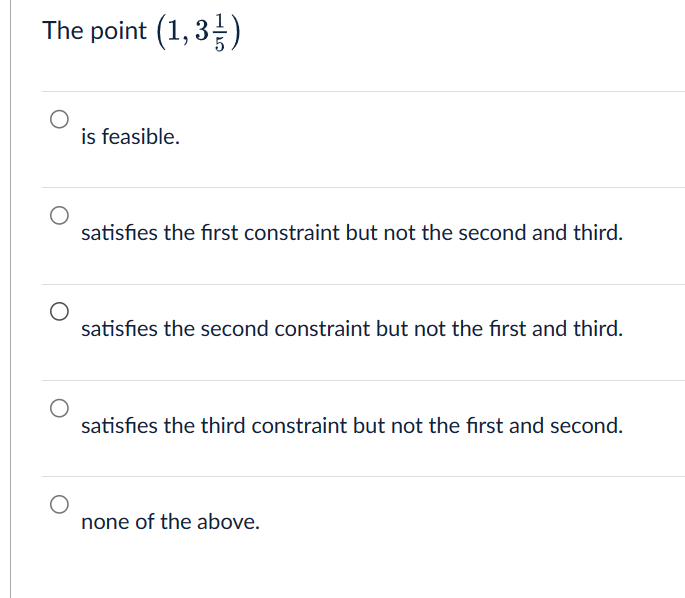 Solved The line representing the constraint 4x1+5x2=20 goes | Chegg.com