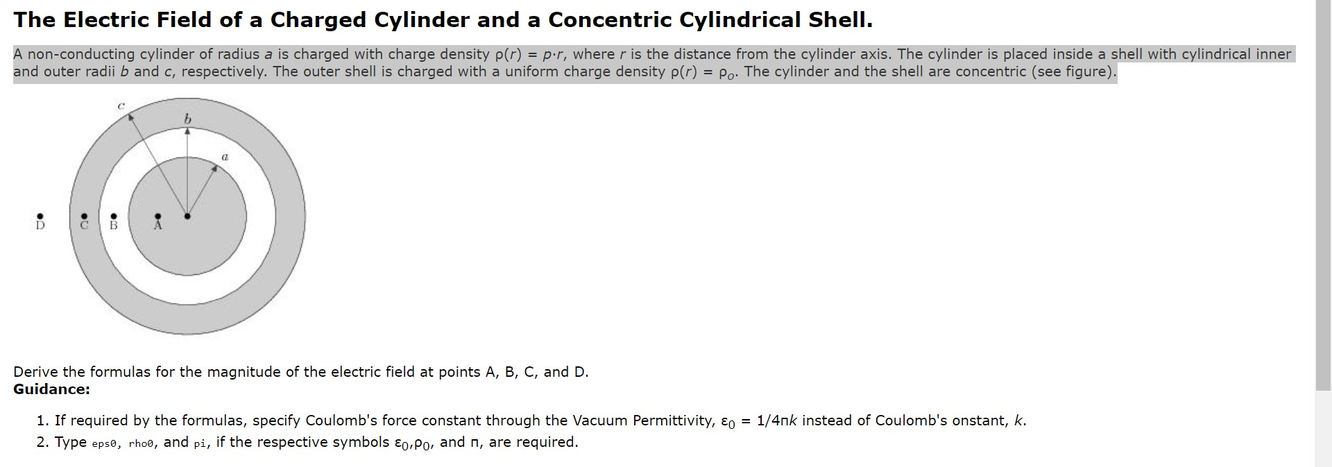 Solved The Electric Field of a Charged Cylinder and a | Chegg.com
