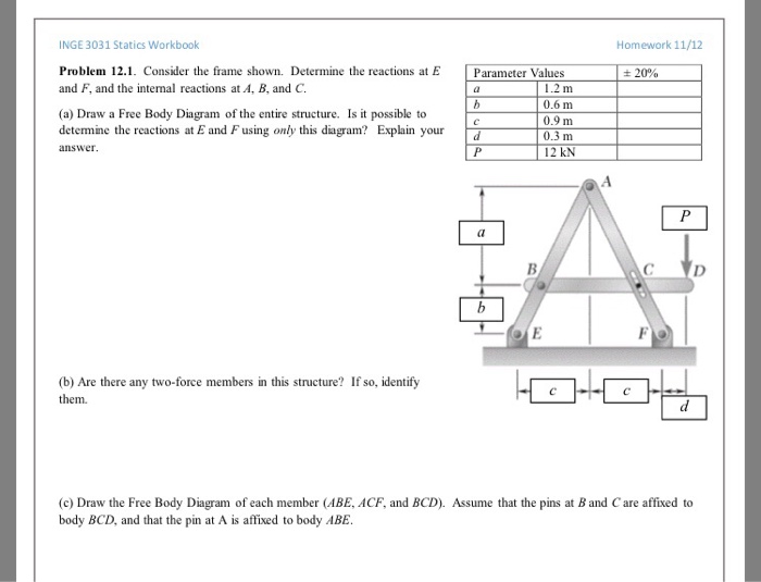 Solved Homework 11/12 INGE 3031 Statics Workbook Problem | Chegg.com