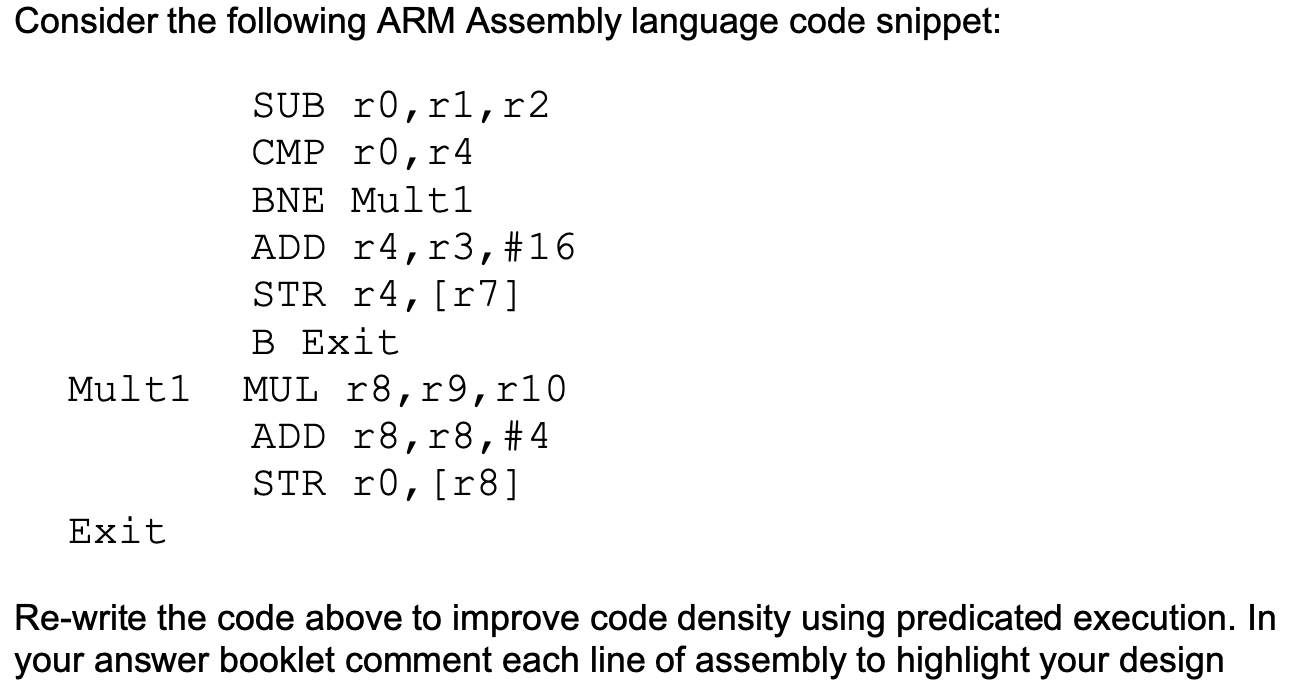 Solved Consider the following ARM Assembly language code | Chegg.com