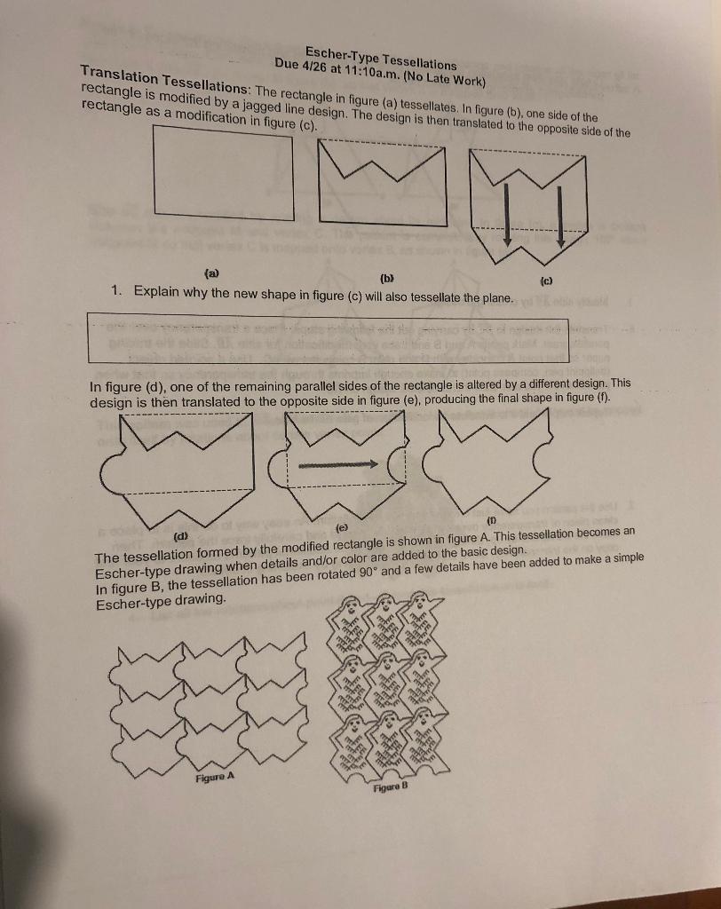 Escher-Type Tessellations Translation Tessellations: | Chegg.com
