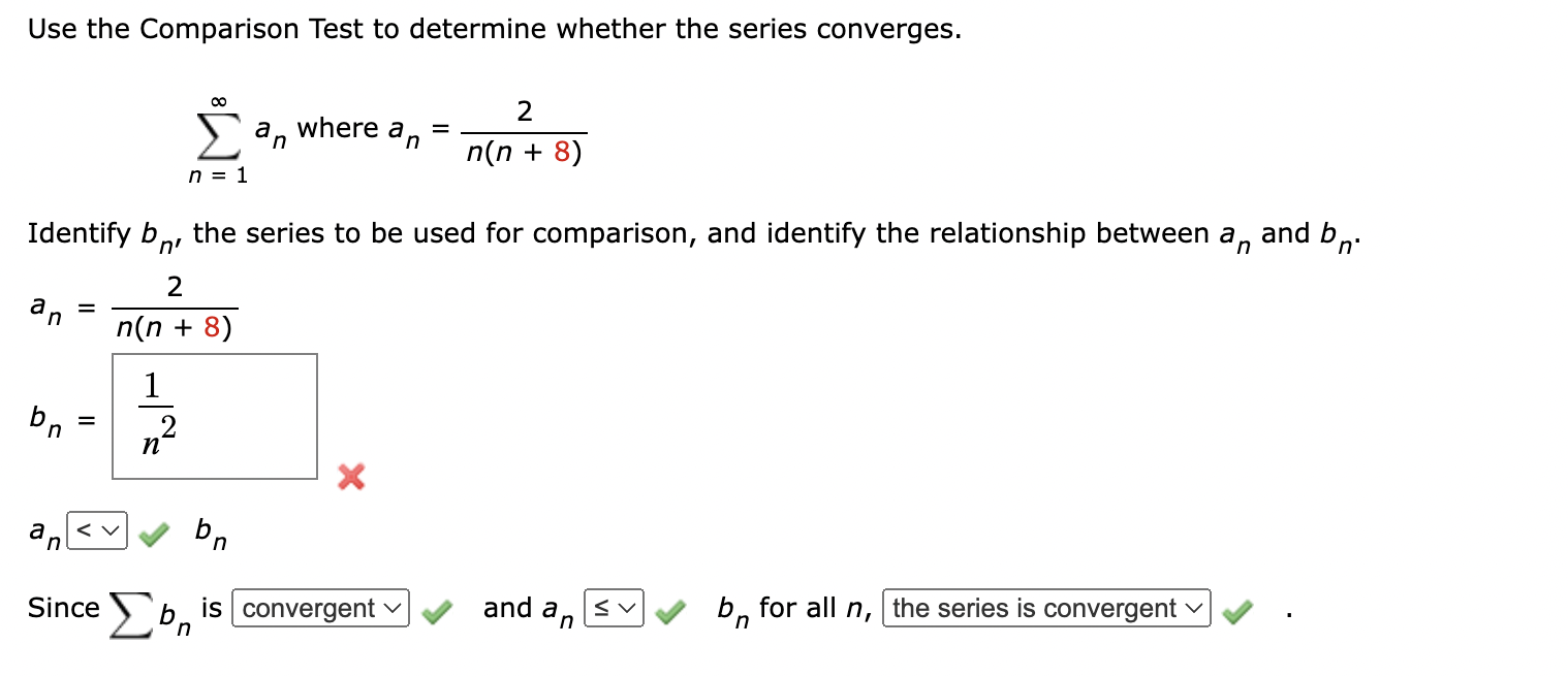 Solved Use the Comparison Test to determine whether the | Chegg.com