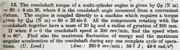 Solved 12. The crankshaft torque of a multi-cylinder engine | Chegg.com