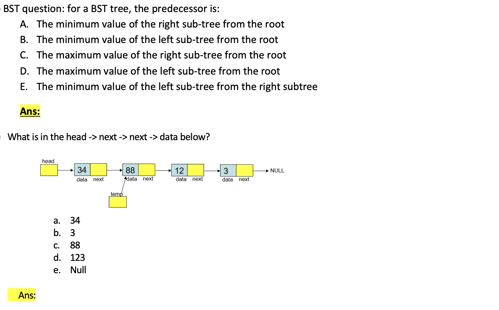 Solved BST question: for a BST tree, the predecessor is: A. | Chegg.com
