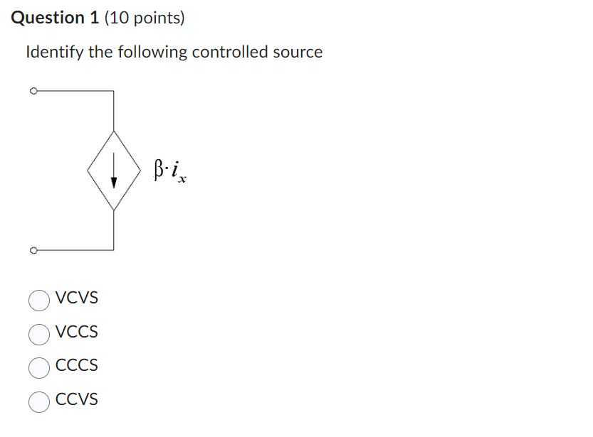 Solved Identify the following controlled source VCVS VCCS | Chegg.com