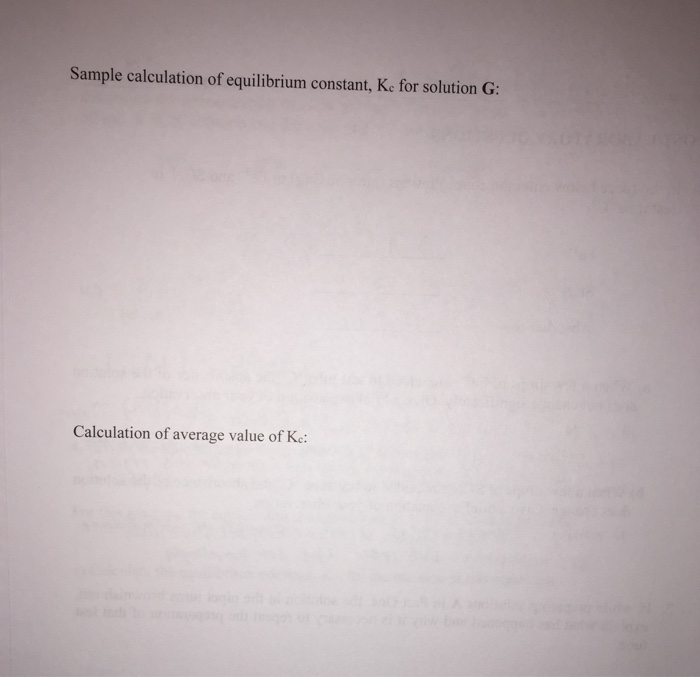Sample calculation of equilibrium constant, Ke for | Chegg.com