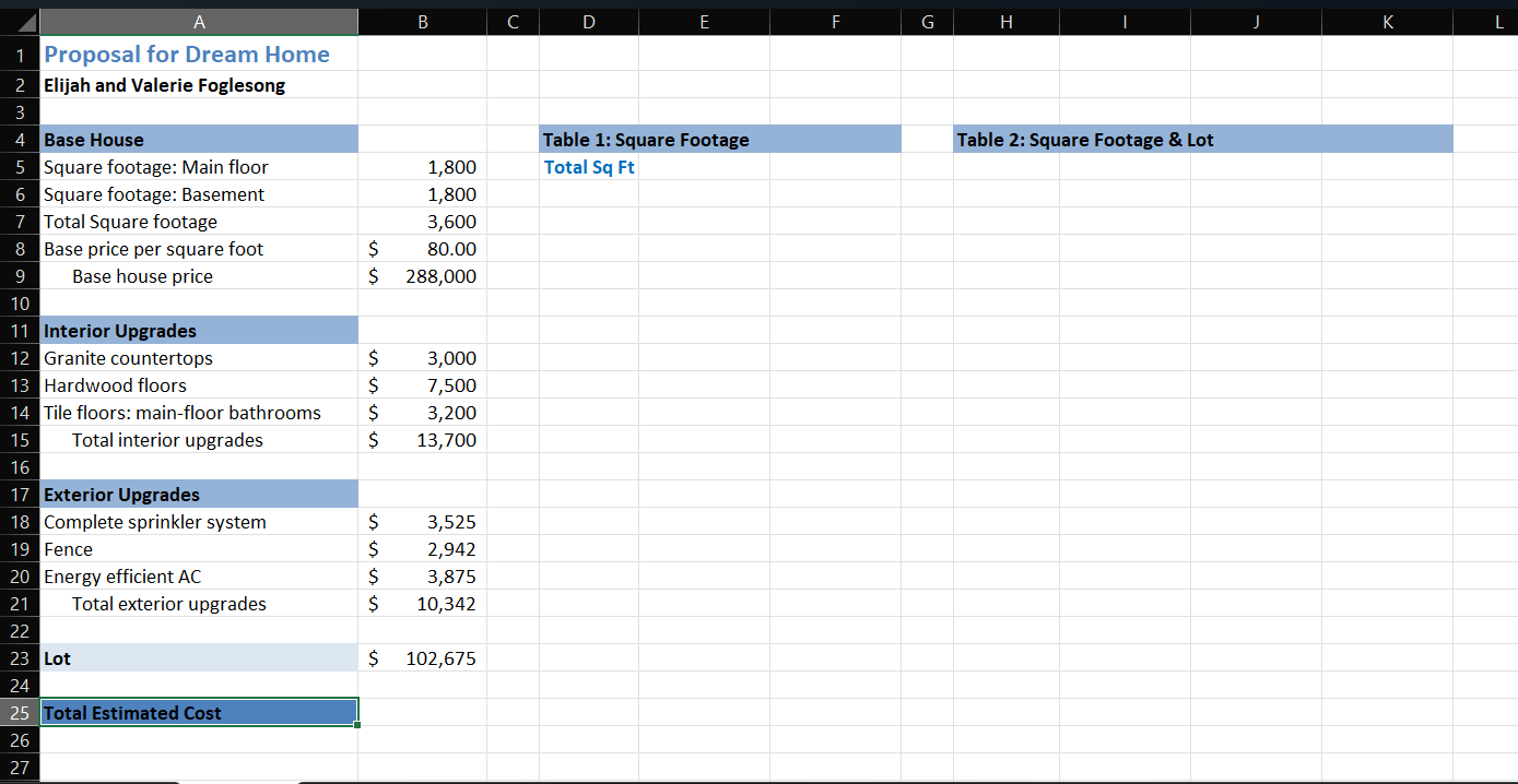 Solved 2Assign the range names B9 (Base), B15 (Interior), | Chegg.com