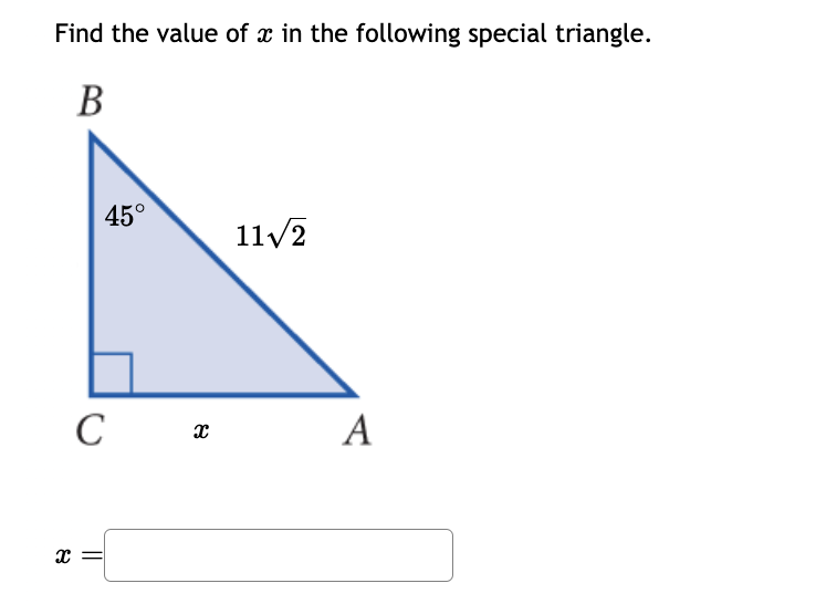 Solved Find the value of x in the following special | Chegg.com