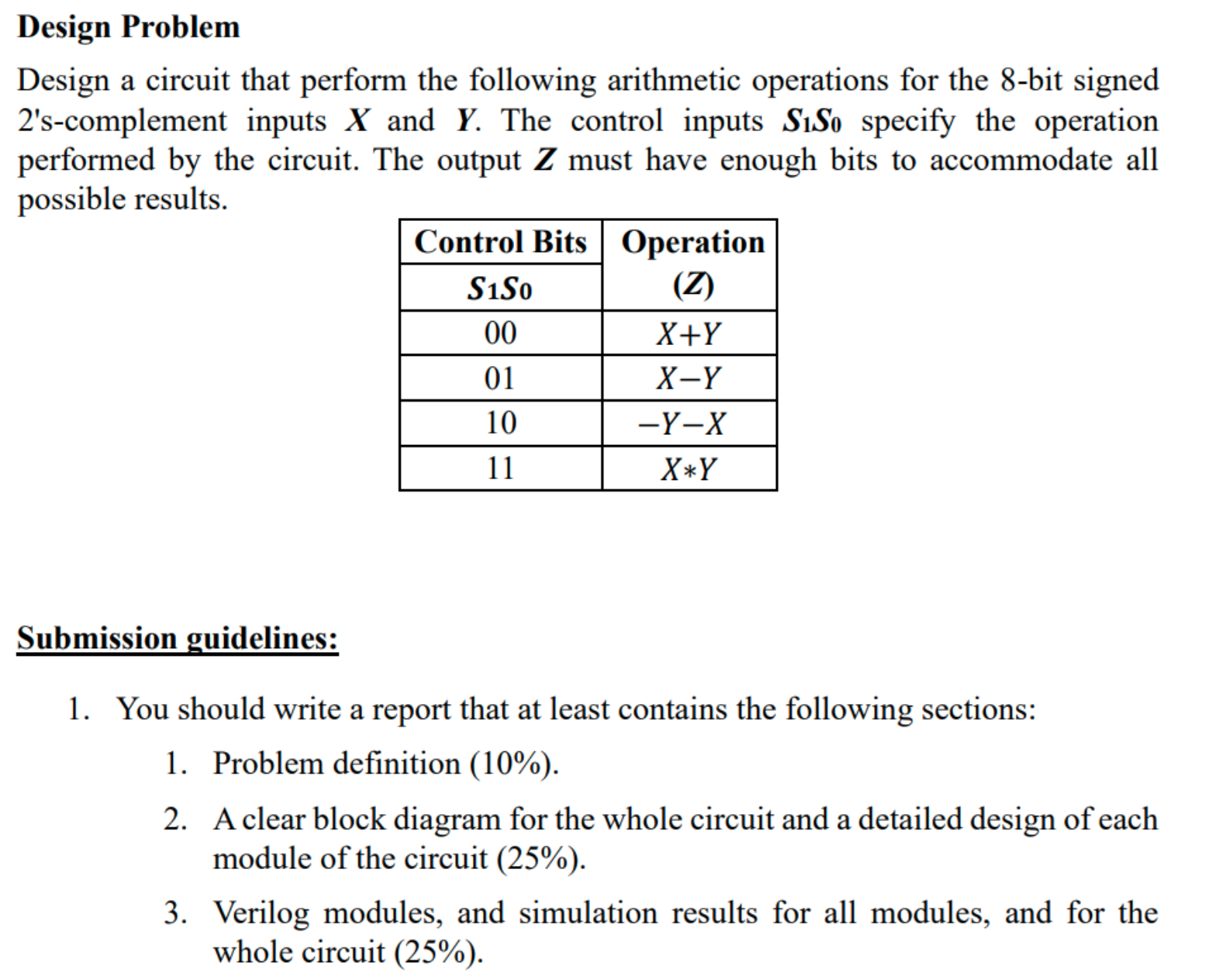 Solved Design ProblemDesign a circuit that perform the | Chegg.com