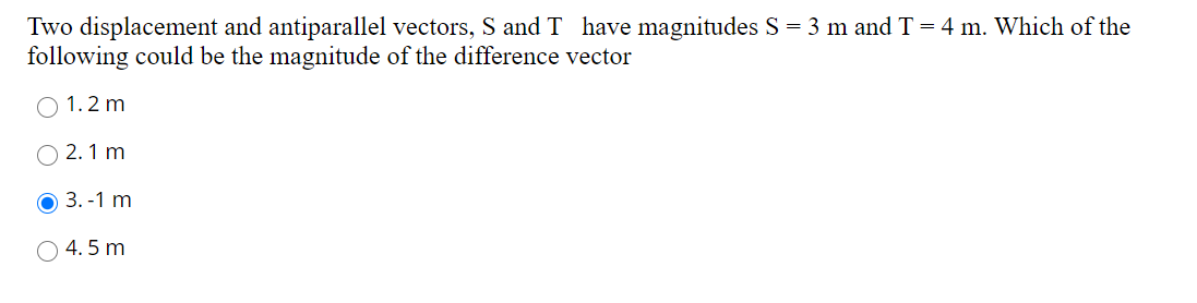 Solved Two Displacement And Antiparallel Vectors S And I