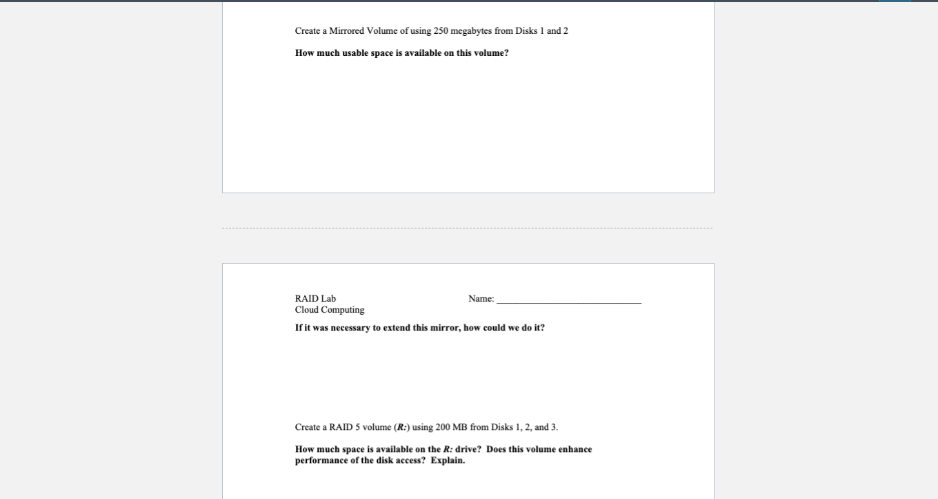 Solved Create a Mirrored Volume of using 250 megabytes from | Chegg.com