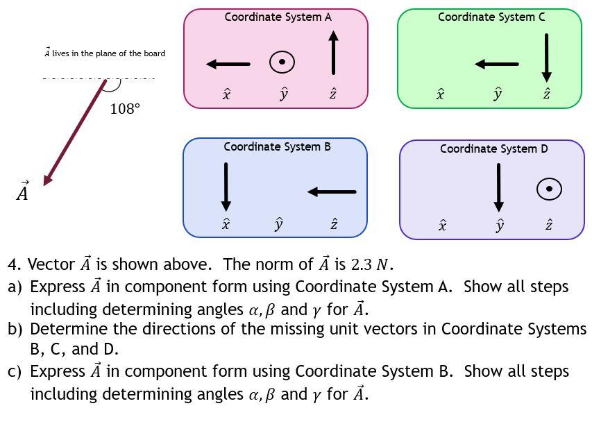 Solved Coordinate System A Coordinate System C A lives in | Chegg.com
