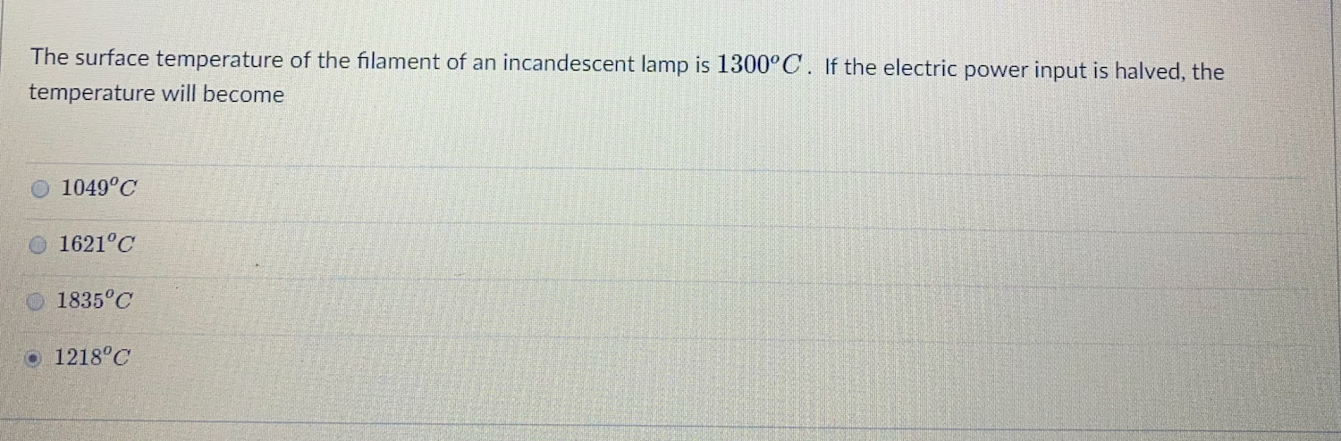 Solved The surface temperature of the filament of an | Chegg.com