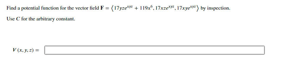 Solved Find a potential function for the vector field | Chegg.com