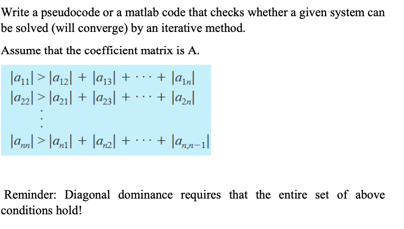 Solved Write A Pseudocode Or A Matlab Code That Checks 4362