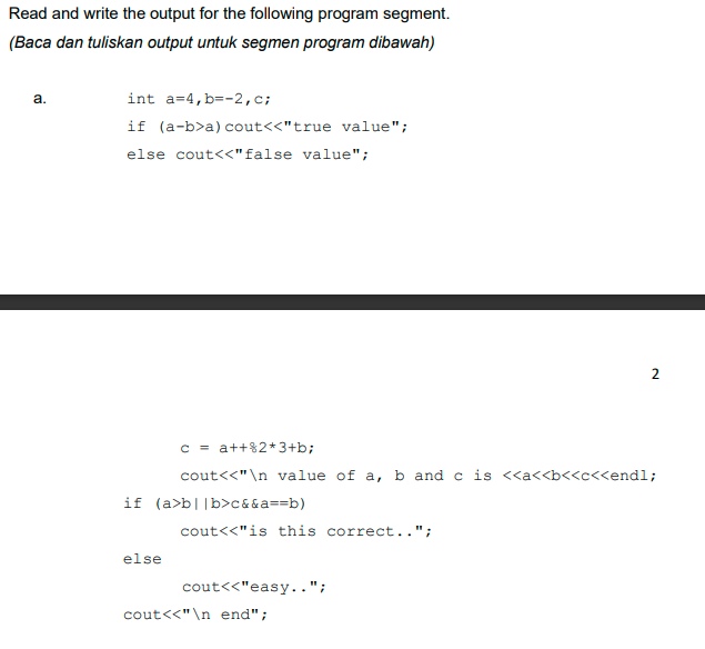 Solved Read and write the output for the following program | Chegg.com
