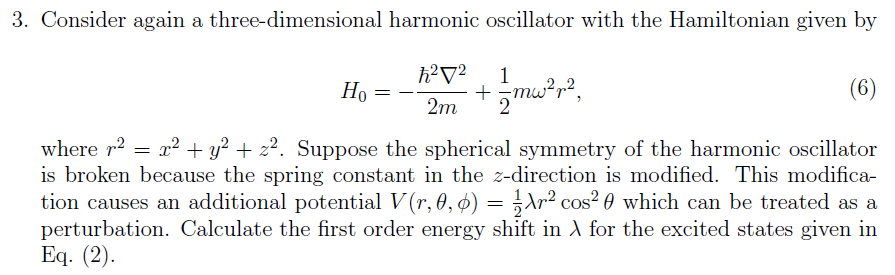 Solved 3. Consider again a three-dimensional harmonic | Chegg.com