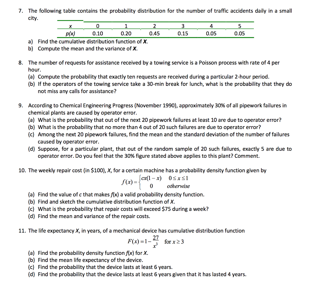 Solved 7. The following table contains the probability | Chegg.com