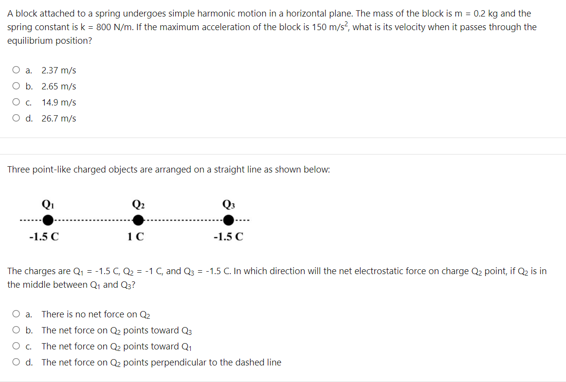 Solved A block attached to a spring undergoes simple | Chegg.com