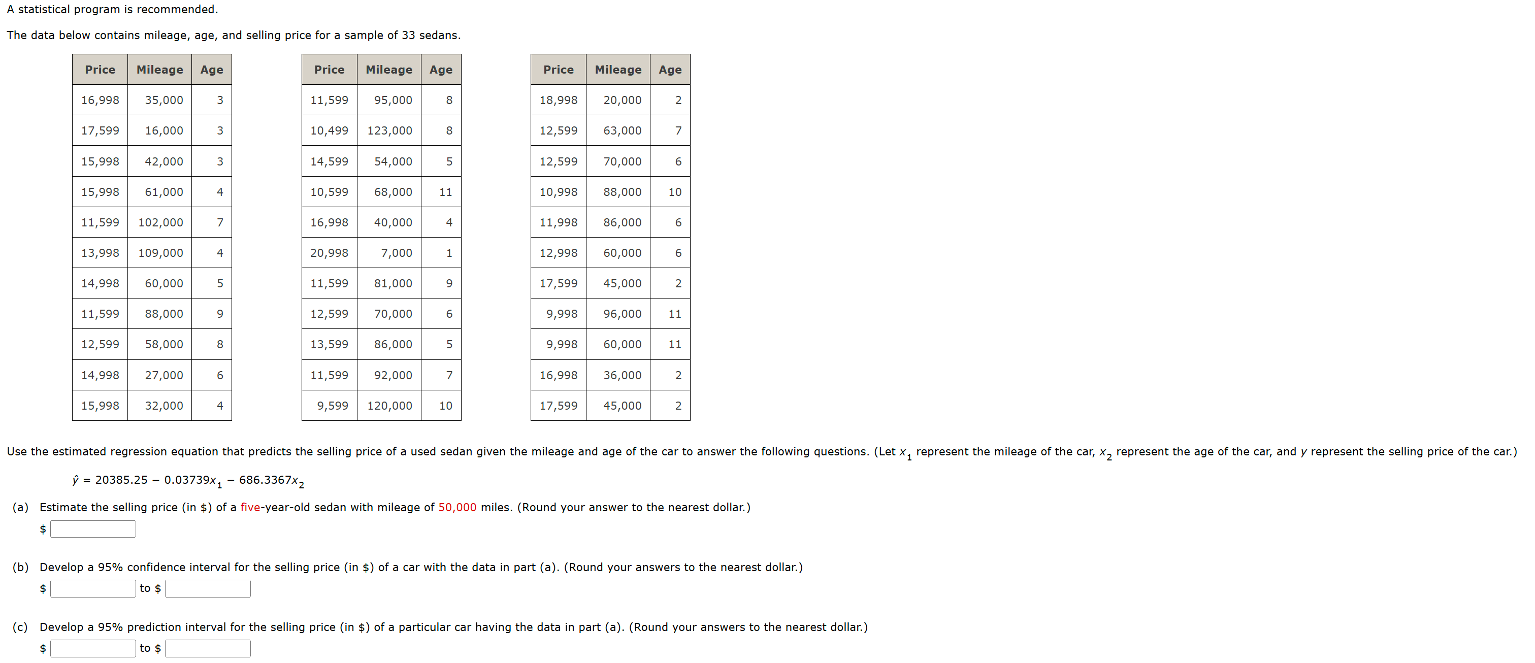Solved A statistical program is ﻿recommended.The data below | Chegg.com