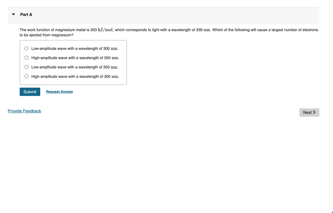The work function of magnesium metal is 353 kJ/mol, | Chegg.com