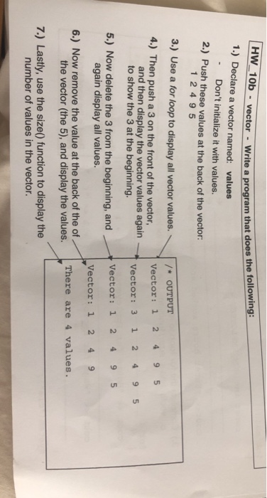 Solved HW 108 -vector - Write a program that does the | Chegg.com