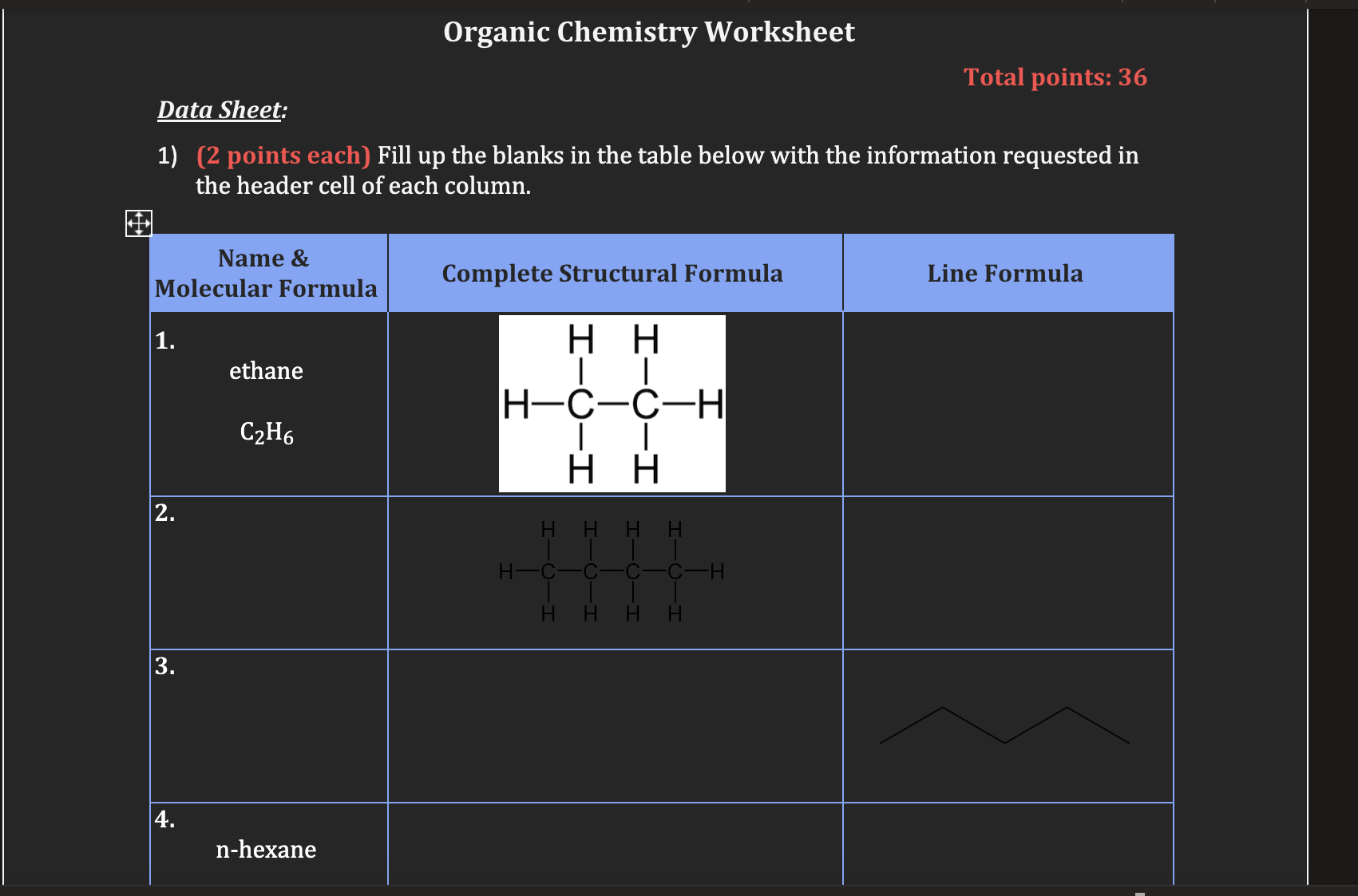 Solved Data Sheet: 1) ( 2 points each) Fill up the blanks in | Chegg.com