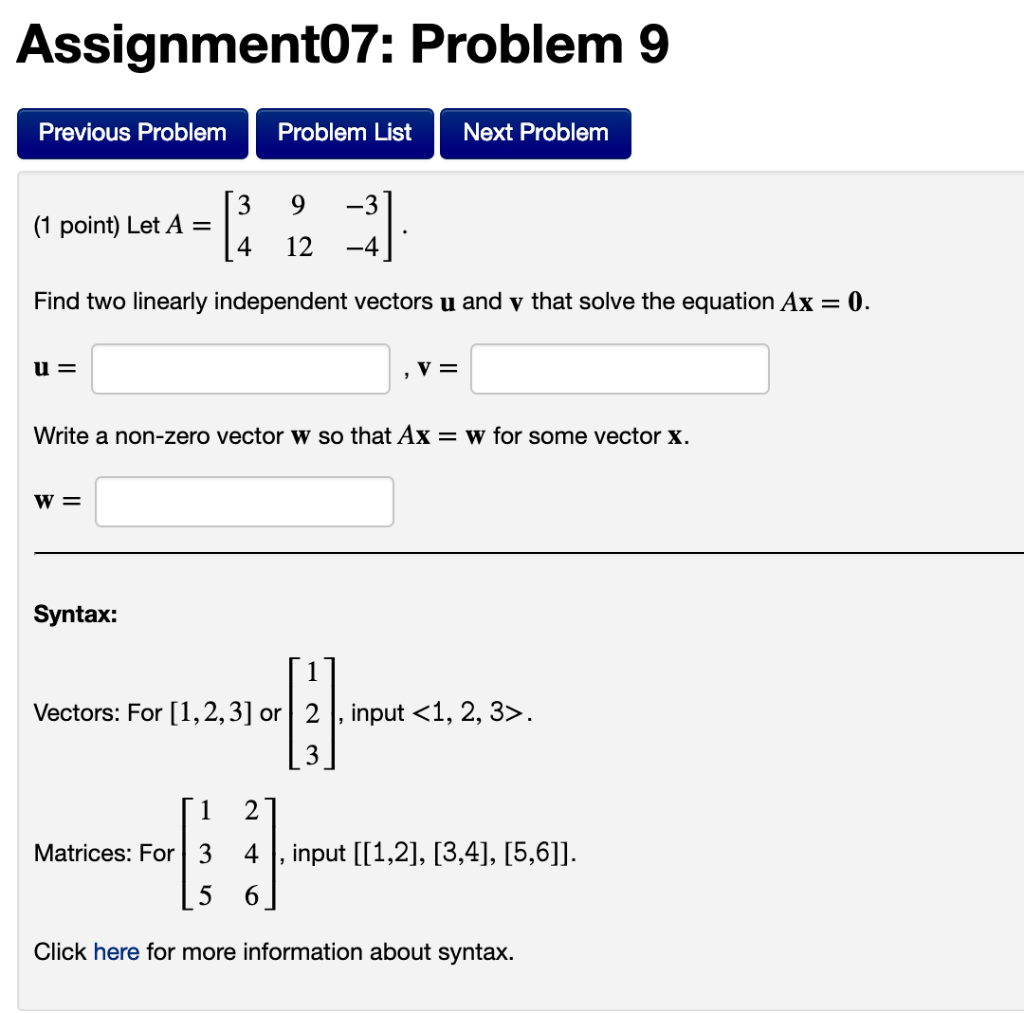 Solved Assignment07 Problem 9 Previous Problem Problem List 