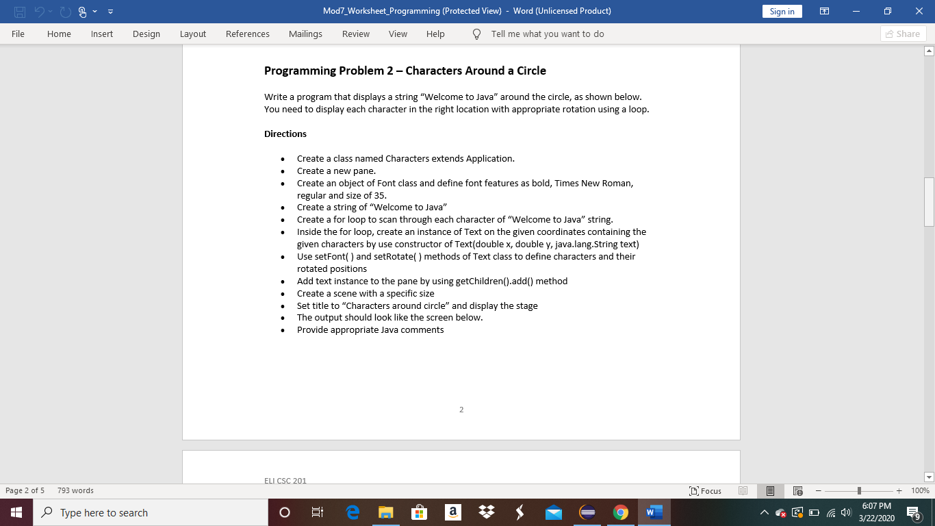 Solved Mod7_Worksheet_Programming (Protected View) - Word | Chegg.com