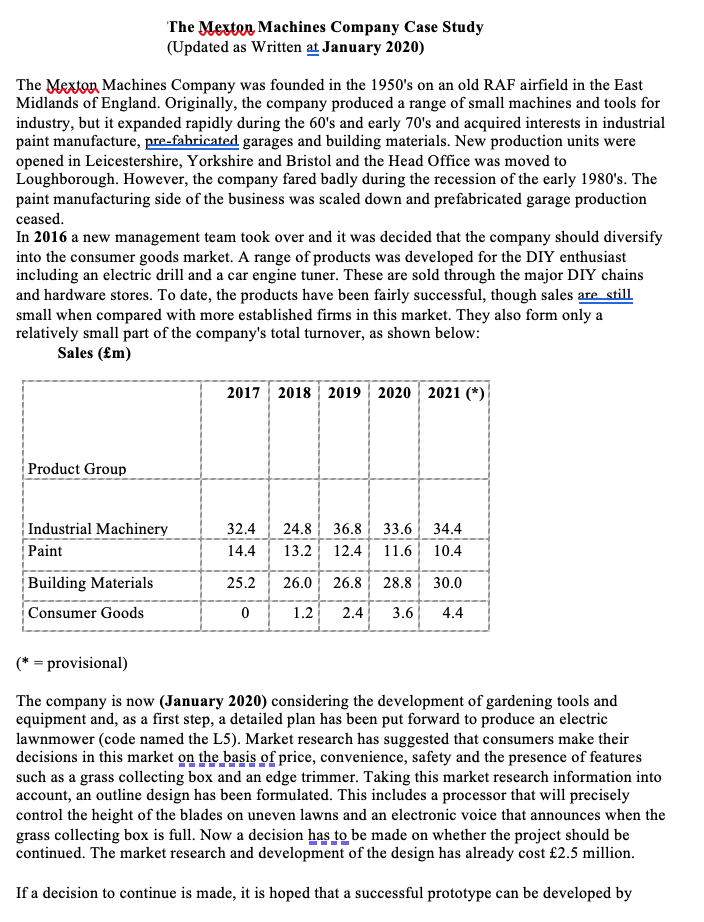 Solved The Mexton Machines Company Case Study (Updated as | Chegg.com