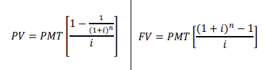 Solved PV = PMT (1+1) i |(1 + i)" - FV = PMT i [4+2° 1 리 | Chegg.com