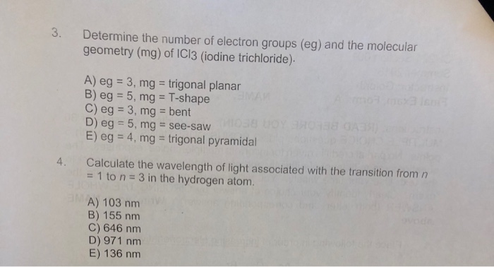 Solved Determine the number of electron groups (eg) and the | Chegg.com